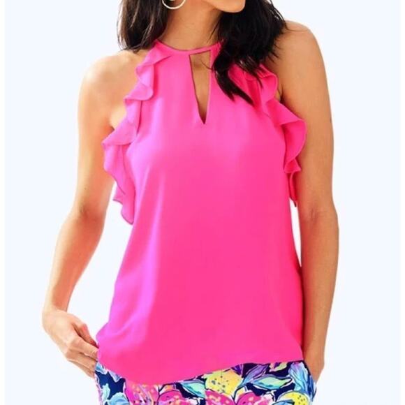 Lilly Pulitzer | Tops | Lilly Pulitzer Padma Ruffle Pink Tank Top ...